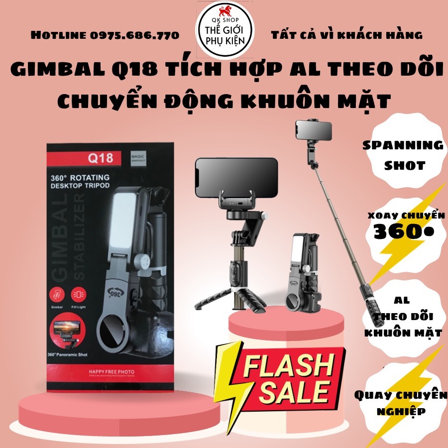 Gimbal Q18 Tích Hợp AI Theo Dõi Chuyển Động Khuôn Mặt | Shopee Việt Nam