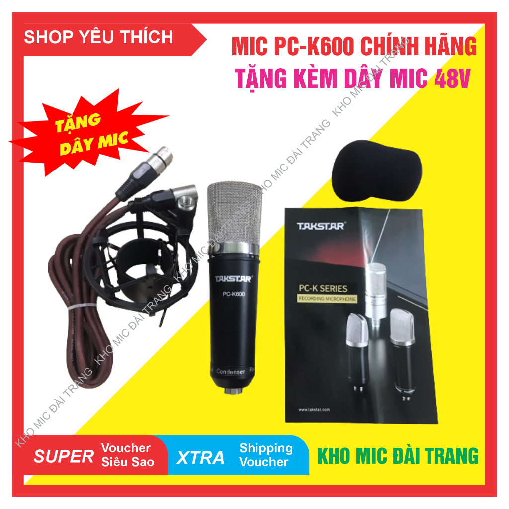 Mic thu âm Takstar PC K600 chính hãng TẶNG kèm dây mic 48V | Shopee ...