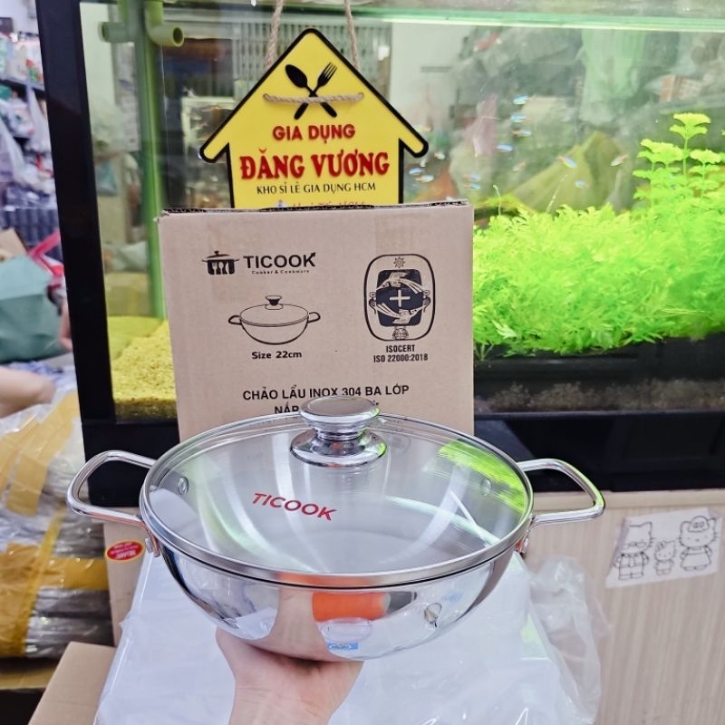 Chảo Lẩu inox 304 3 lớp đáy từ - Nồi Lẩu inox 304 TiCook | Shopee Việt Nam