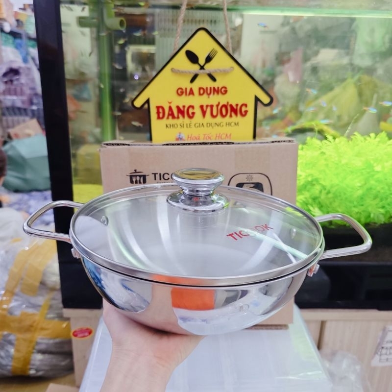 Chảo Lẩu inox 304 3 lớp đáy từ - Nồi Lẩu inox 304 TiCook | Shopee Việt Nam