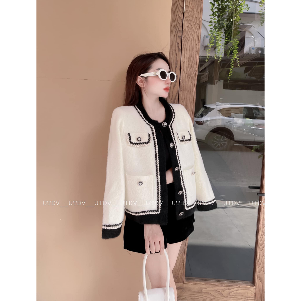 Áo khoác cadigan lông tết viền dày dặn 2 màu (kèm ảnh thật và video ...