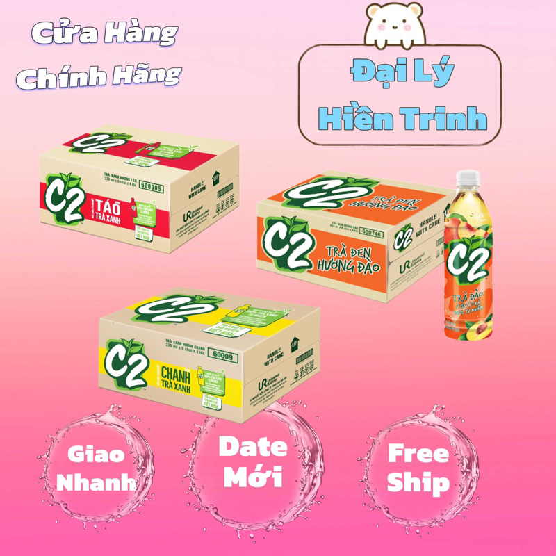 Trà Xanh C2 Hương Chanh/ Táo/ Đào Giải Khát Chai Nhỏ 230ml (24 chai) | Shopee Việt Nam