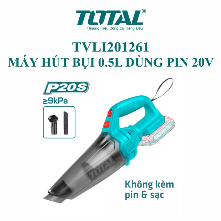 Máy hút bụi 0.5L dùng pin Lithium-ion 20V TOTAL TVLI201261 hàng chính hãng | Shopee Việt Nam