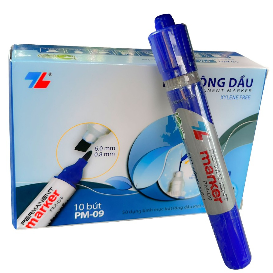 Hộp 10 Bút Lông Dầu Pm09 | Màu Xanh Loại Lớn | Shopee Việt Nam
