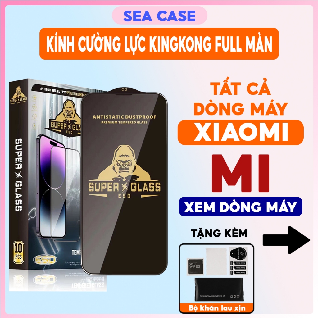 Kính cường lực Xiaomi KingKong Mi 9 9T 10 10T 11 11T 12 12T Lite Pro NE CC9 4G 5G, miếng dán bảo ...