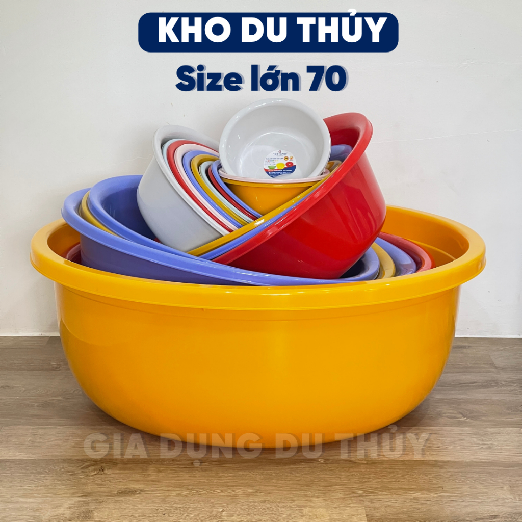 Thau nhựa tròn size lớn 70 nhựa dày dặn bền chắc dùng làm thau trộn ...