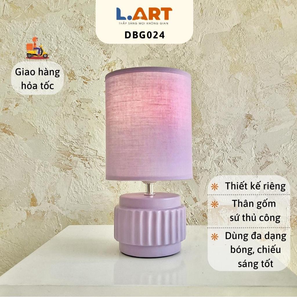 Đèn bàn ngủ LART DBG024 chất liệu gốm sứ thủ công màu tím mint nhỏ gọn ...