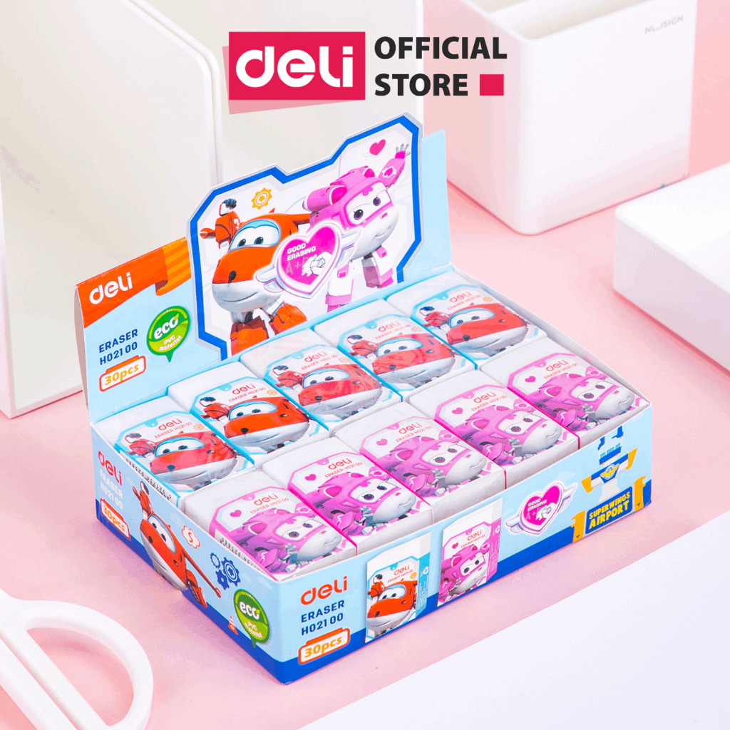 Gôm Tẩy Deli - Super Wings - Đỏ/Hồng - Combo 3 chiếc màu ngẫu nhiên ...