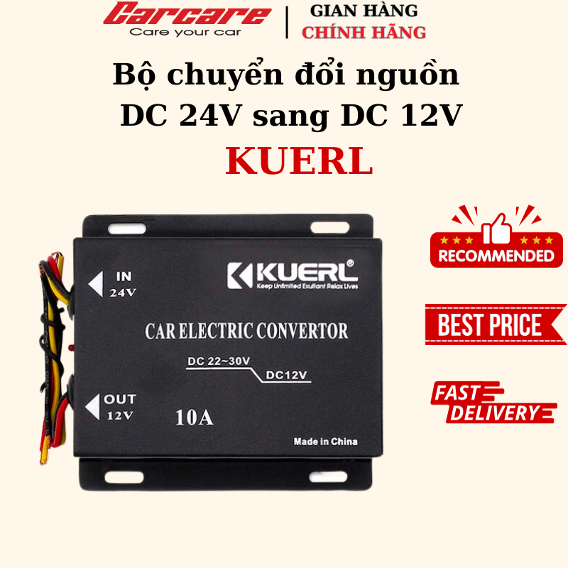 Bộ chuyển đổi nguồn DC 24V sang DC 12V chính hãng KUERL cho ô tô - thiết bị đổi nguồn điện 24V ...