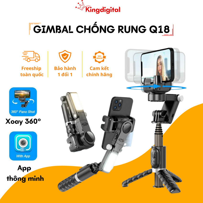 Gimbal Q18 - Gymbal điện thoại quay phim chống rung hỗ trợ quay phim, chụp ảnh chuyên nghiệp ...