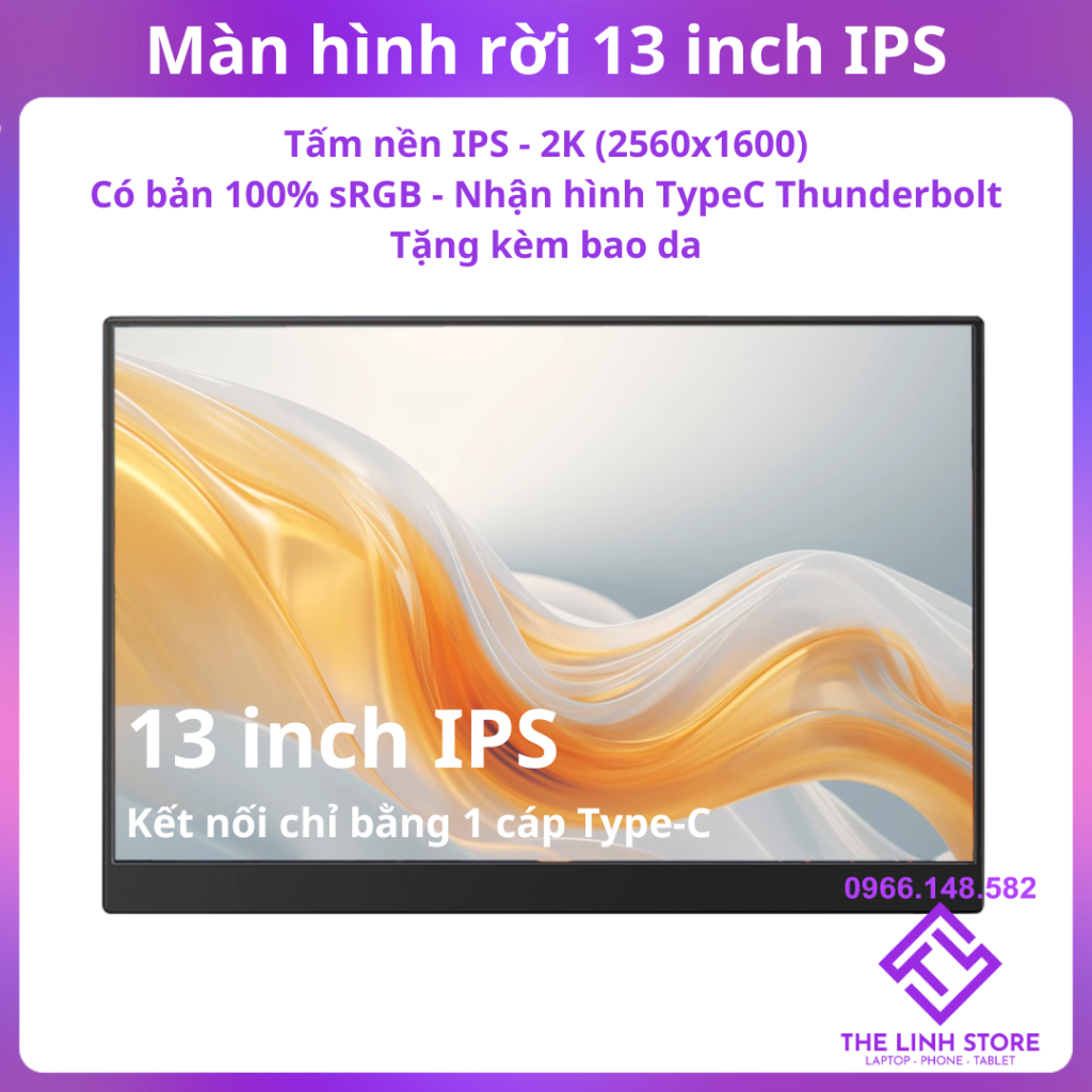 Màn hình di động 13 inch IPS 2.5K 100% sRGB Type-C ThunderBolt - Tặng ...