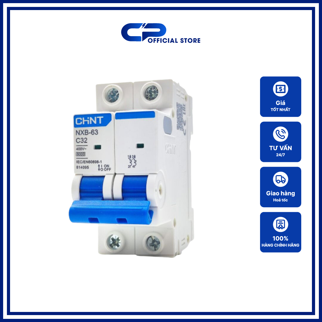Aptomat MCB CHINT NXB-63 2P C63 & C50 Dòng Cắt 6KA~10KA | Shopee Việt Nam