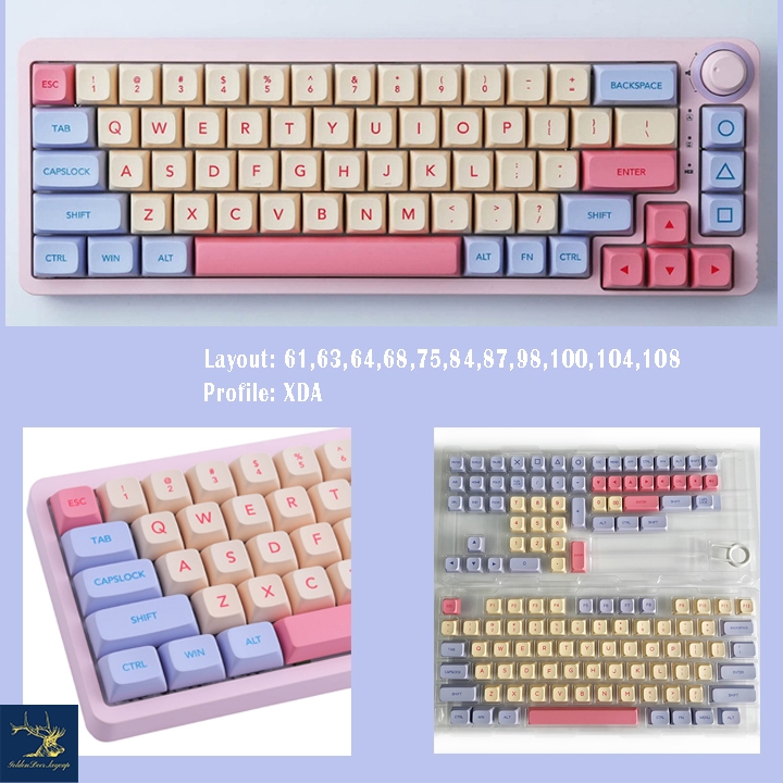 Keycap PBT XDA Shimmer Retro, Bộ Phím Cơ Revelation Rocket PBT, Bộ Keycap Phù Hợp Nhiều Layout ...