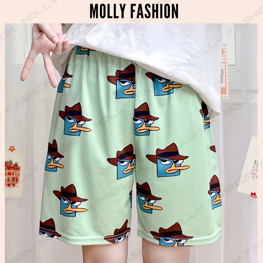Quần short nam nữ hoạt hình PERRY bigsize 38-100kg | freesize ống rộng/phối streetwear Molly ...