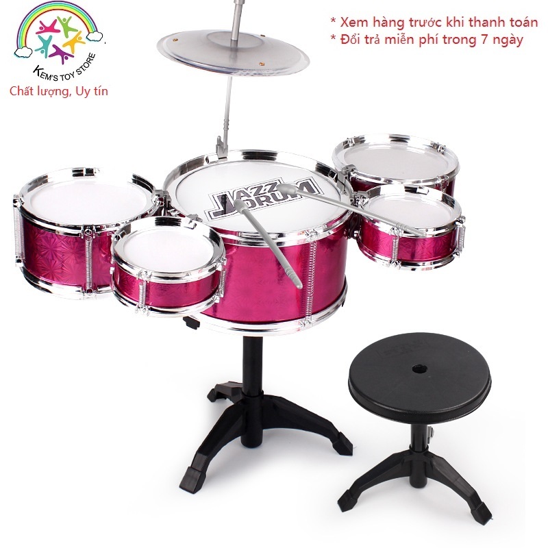 Bộ Trống Jazz Drum 5 Trống Có Ghế Cho Bé, bộ trống đồ chơi cho bé ...