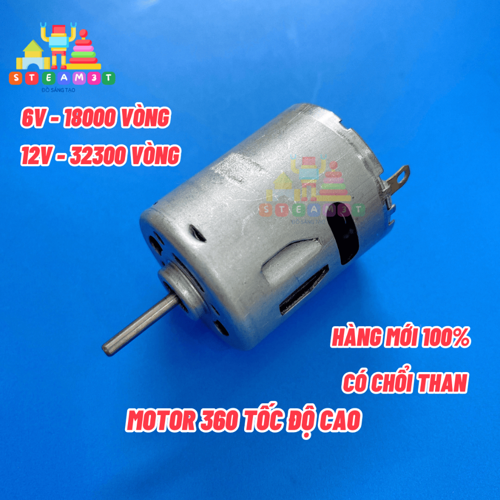 Motor 360 Tốc độ cao 18000 - 32300 vòng 6V - 12V có chổi than - Hàng ...