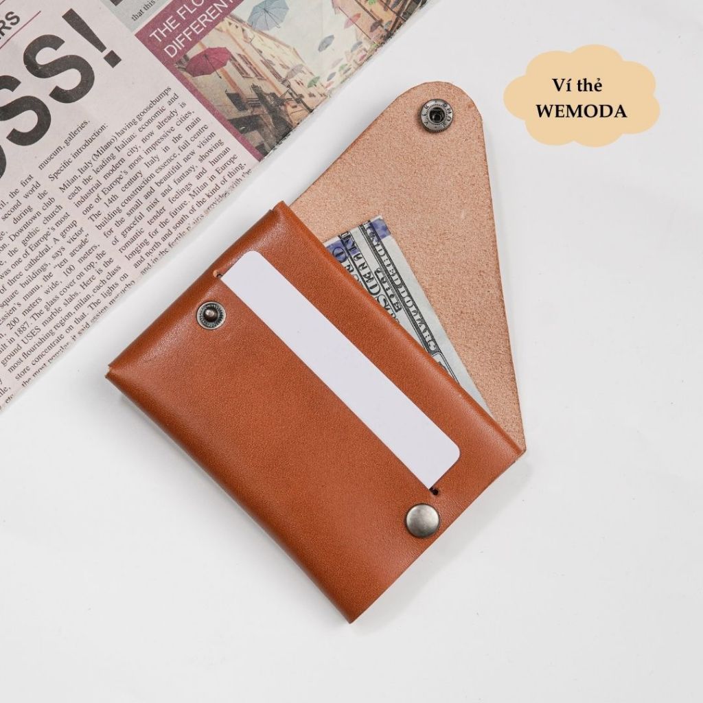 Ví mini nam nữ WEMODA đựng thẻ Card holder da thảo mộc Gốc Italya thủ ...