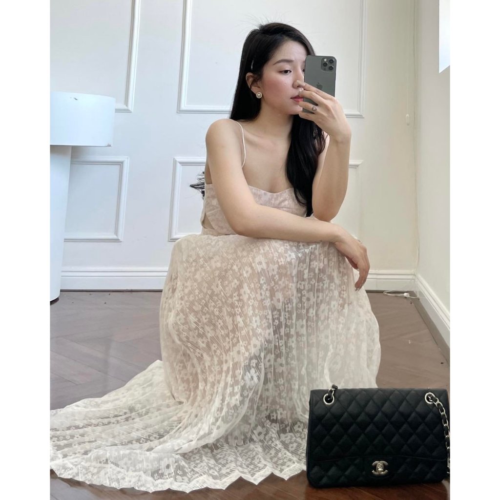 (Sẵn L) Đầm Ren Khoét Eo Phối Lưới - Thời trang nữ XIPI | Shopee Việt Nam