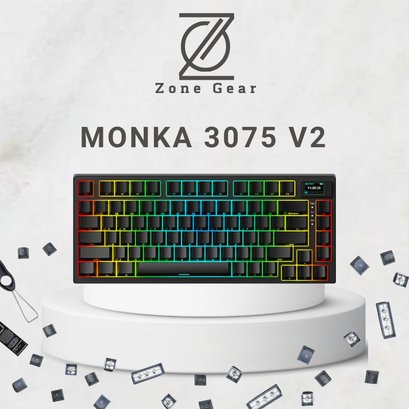 Bàn phím cơ MONKA 3075 PRO V2 - Bố cục 75% - Có màn hình - Keycap ...