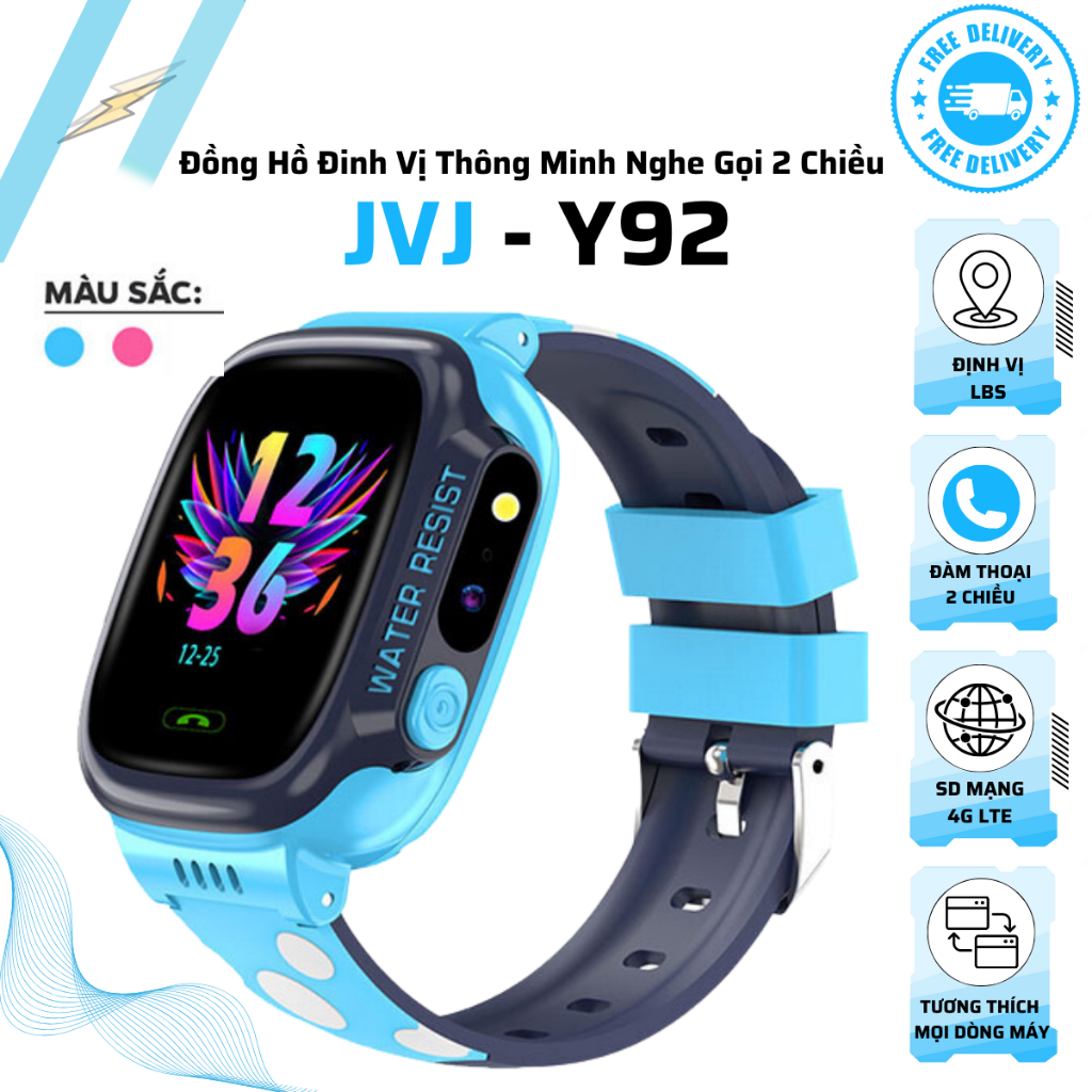 Đồng hồ thông minh trẻ em JVJ Y92 .định vị cảm ứng chống nước nghe gọi 2 chiều có Tiếng Việt ...