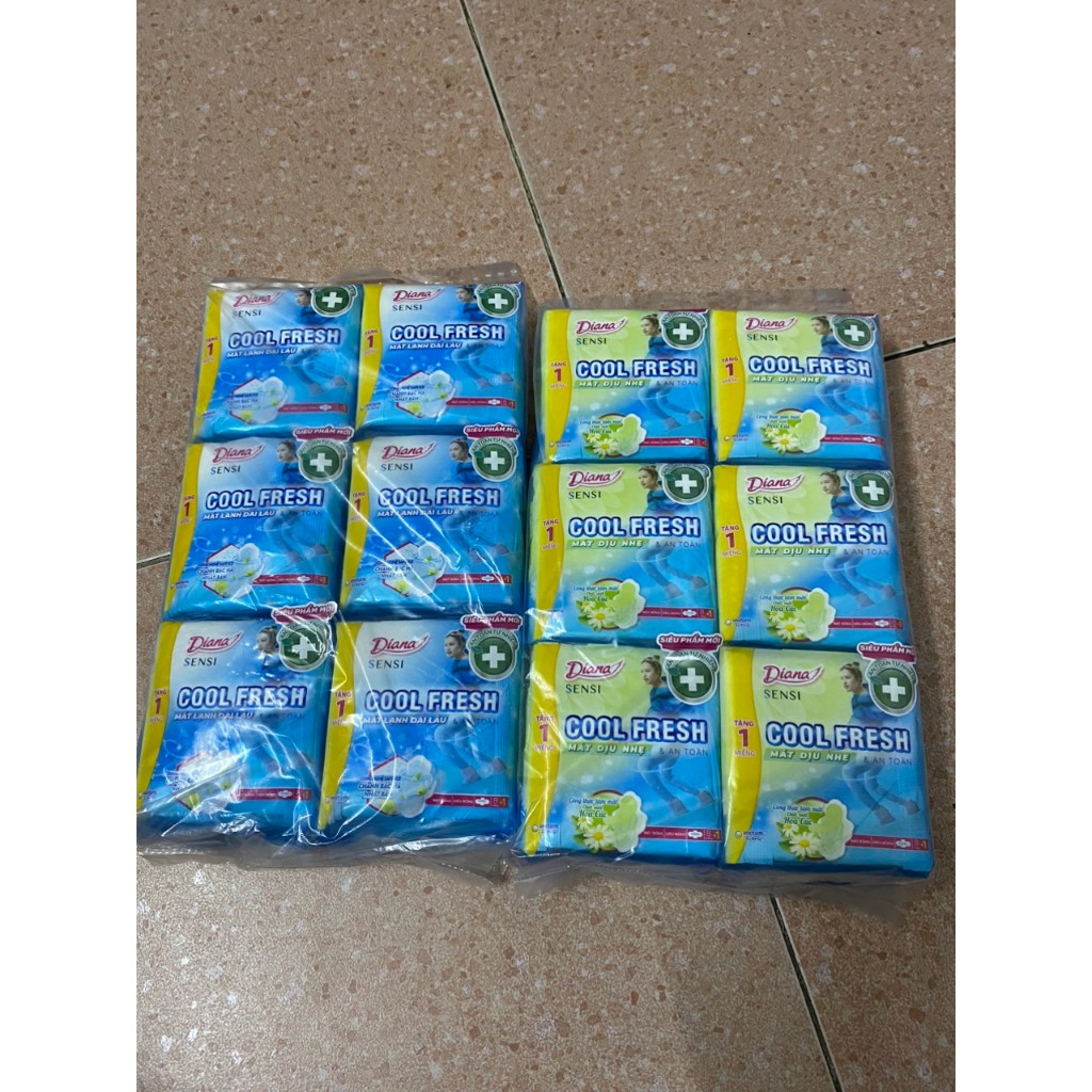 combo 6 gói bvs diana siêu thấm than hoạt tính / chanh bạc hà / hoa cúc ...