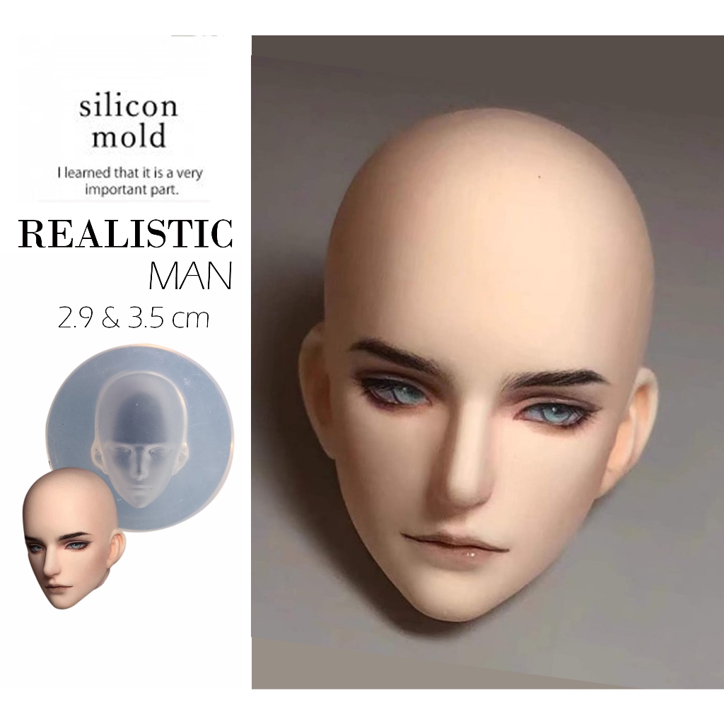Khuôn mặt nam 2 size chibi bjd nendoroid tượng đất sét mô hình silicone ...