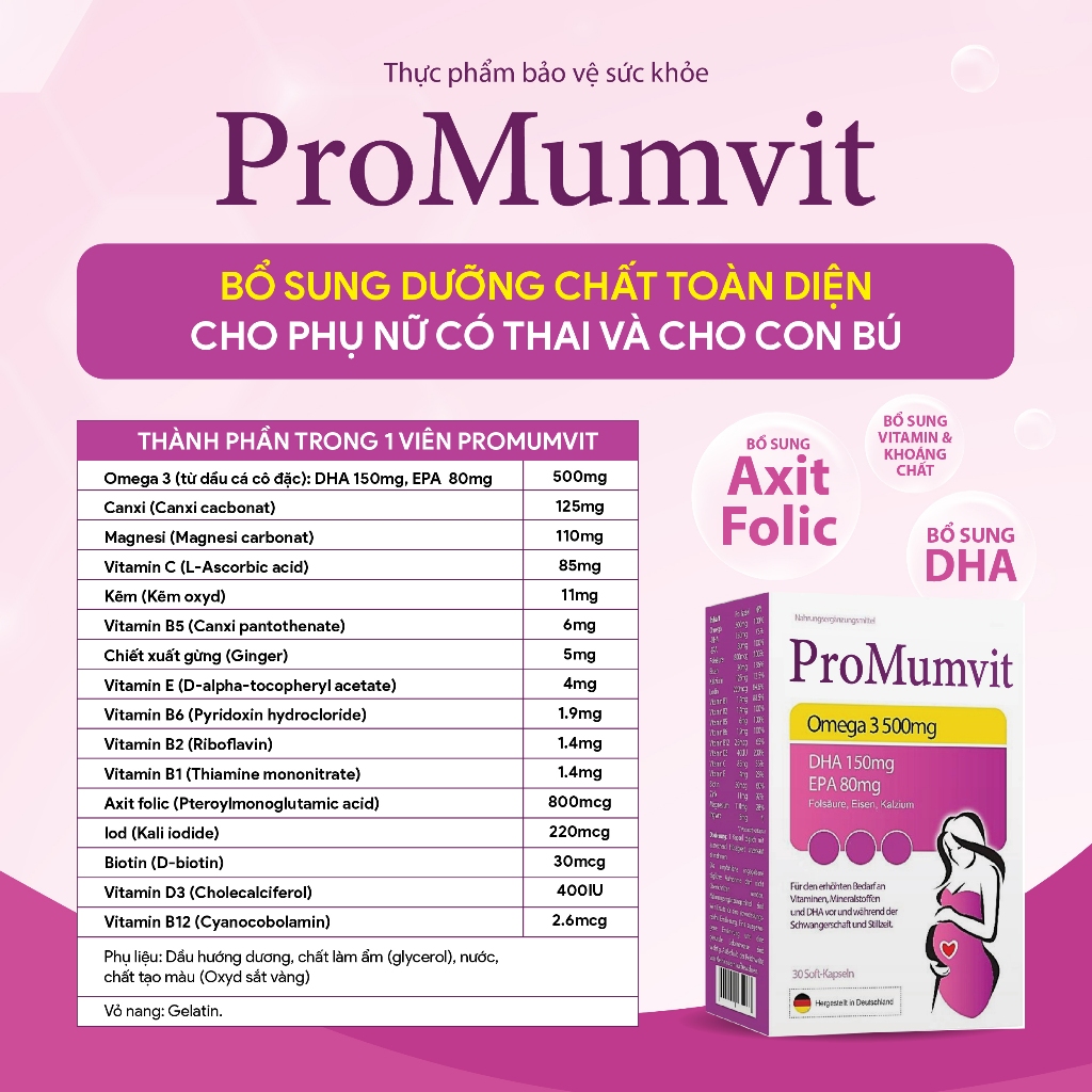 PROMUMVIT Viên Uống Bổ Sung Axit Folic DHA Cho Mẹ Bầu | Shopee Việt Nam