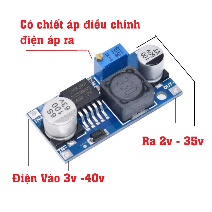 Mạch hạ áp DC-DC 3A có chiết áp điều chỉnh. Điện vào 3v - 40v, ra 2v ...