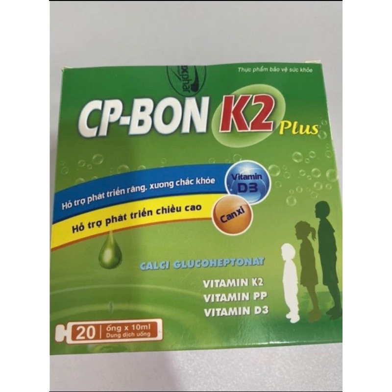 CP – BON K2 Plus - Hỗ trợ phát triển răng, xương chắc khoẻ, phát triển chiều cao - Hộp 20 ống ...