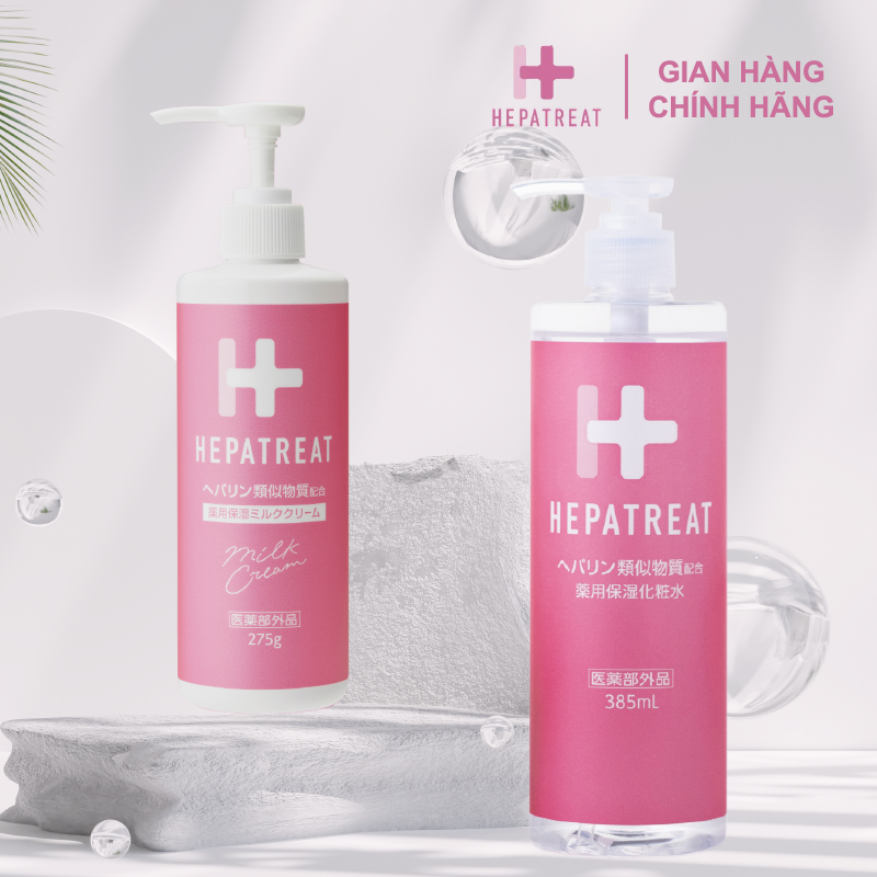 Combo kem dưỡng ẩm đa tầng HEPATREAT Milk Cream + HEPATREAT Lition Nhật bản cấp ẩm đa tầng ...