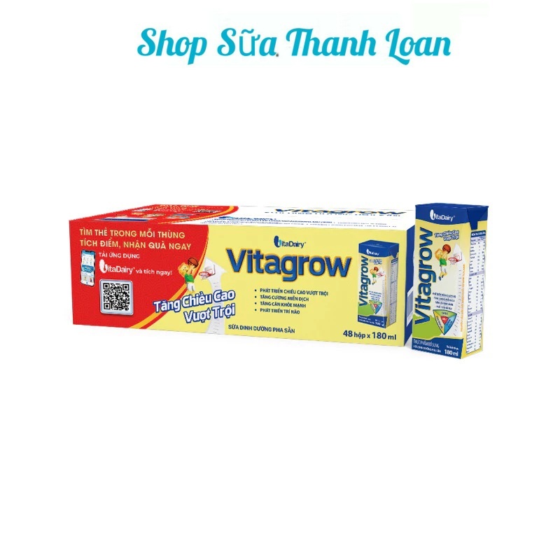 [HSD T8-2025] Thùng 48 Hộp Sữa Pha Sẵn Vitadairy Vita Grow Hộp 180ml ...
