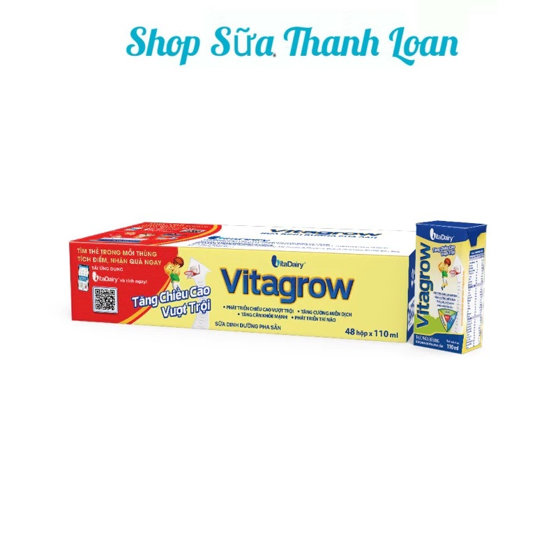 [HSD T12-2025] Thùng 48 Hộp Sữa Pha Sẵn Vitadairy Vita grow Hộp 110ml ...