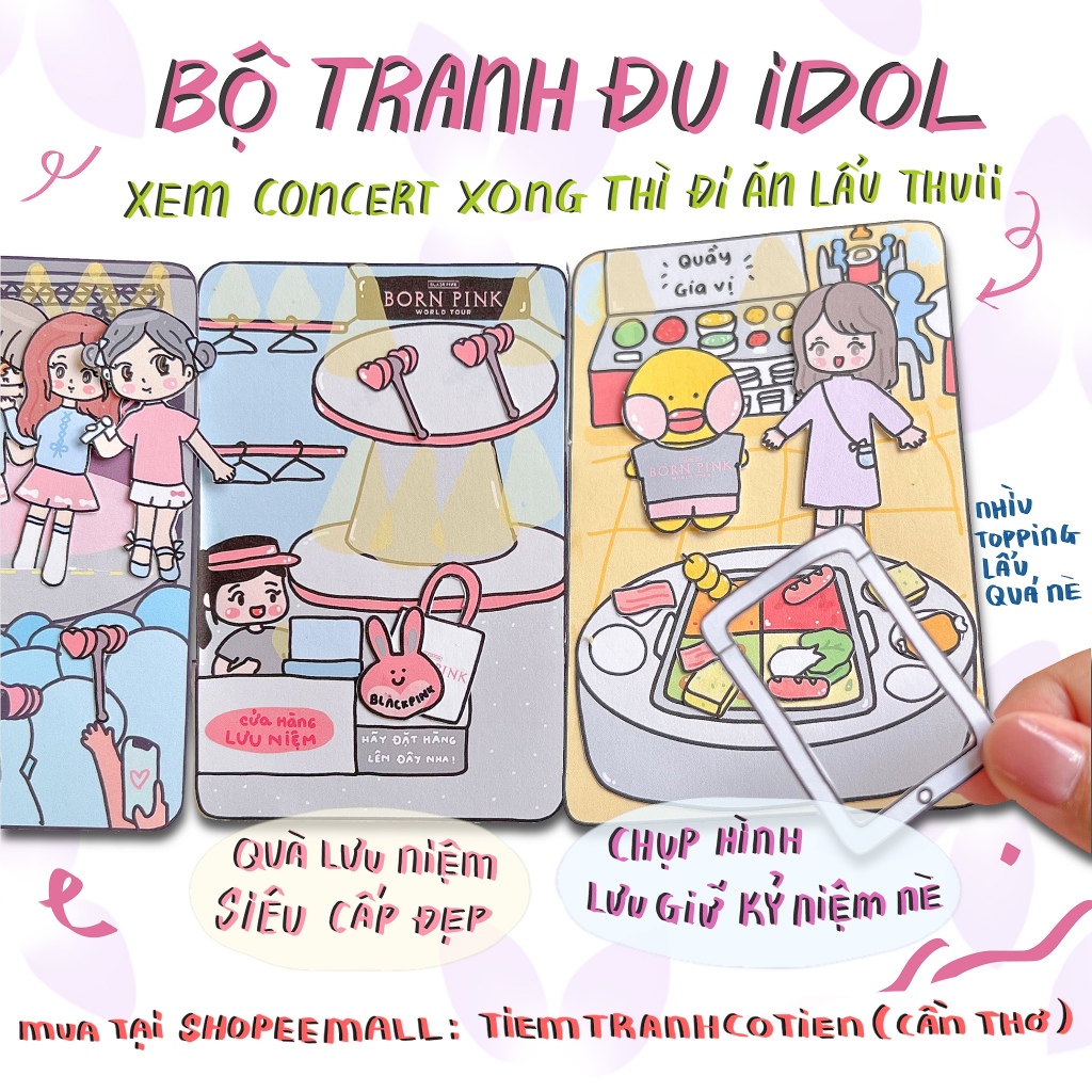 [HÀNG CHÍNH HÃNG] Bộ Tranh Đồ Chơi Giấy Cô Tiên Xanh Đi Đu Idol Black Pink | Shopee Việt Nam