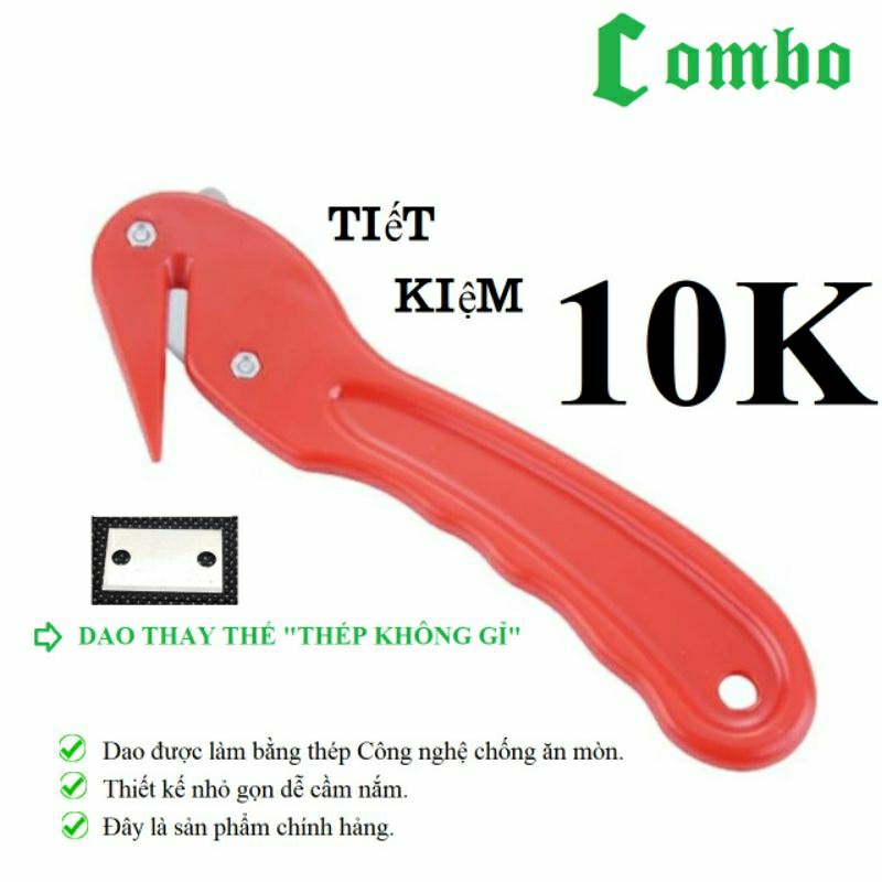 Combo 01 Dao + 01 lưỡi dao rọc thùng carton / dao cắt màng quấn PE/ dao ...