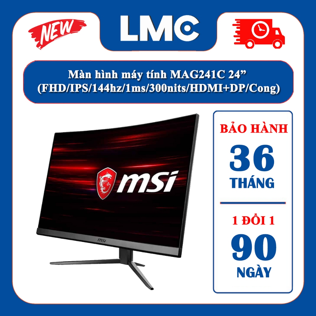 Màn hình MSI MAG 241C / G24C4 (23.6inch/FHD/IPS/144hz/1ms/300nits/HDMI+DP/Cong) | Shopee Việt Nam