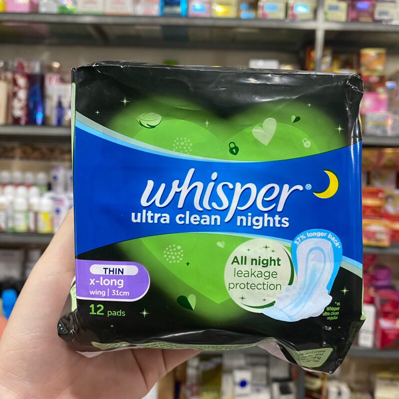 Băng vệ sinh Whisper Ultra Clean ban đêm siêu thấm có cánh 12 miếng ...