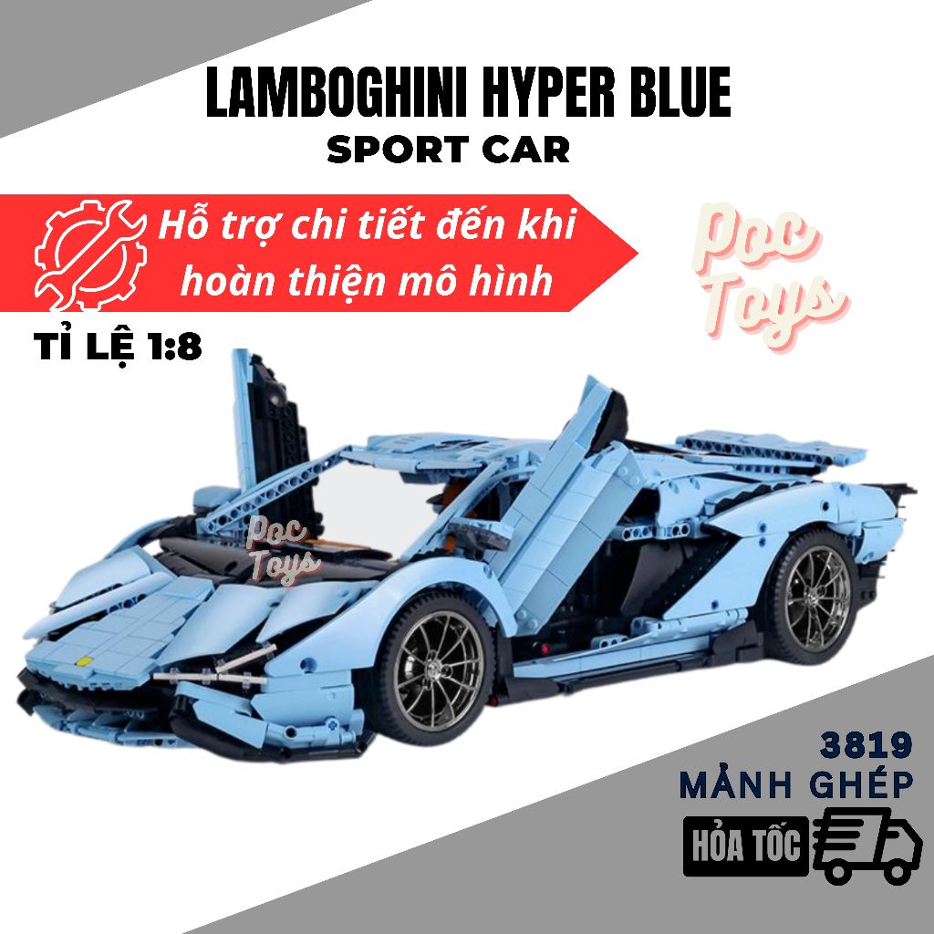 Mô hình lắp ráp Lambo Hyper Blue 13056S mouldking tỉ lệ 1:8 3819 chi ...