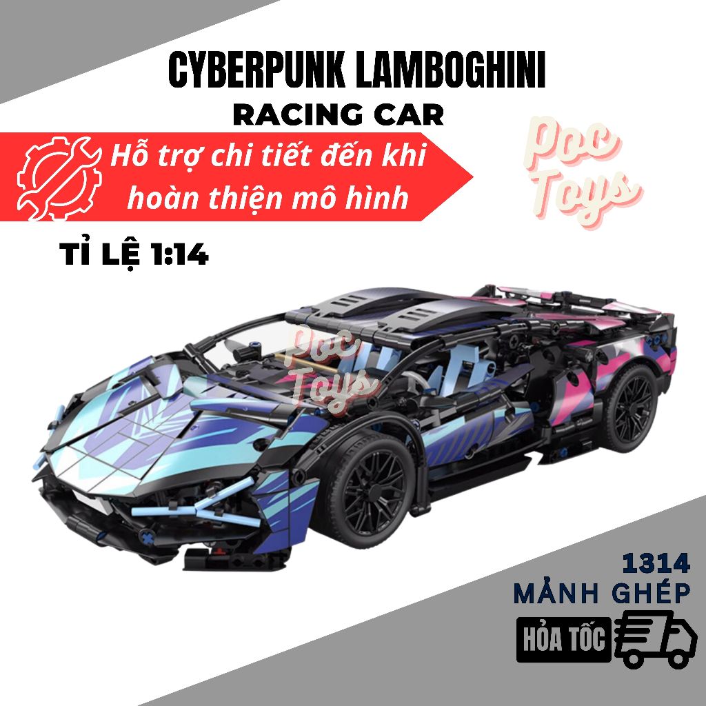 Mô hình lắp ráp siêu xe technic Lambo Cyberpunk Lam tỉ lệ 1:14 1314 chi ...