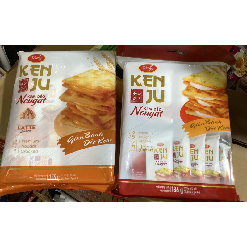 (HOT ITEM) Bánh Kenju hành / latte custard kem dẻo Richy bịch 186g ( 12 bánh) | Shopee Việt Nam