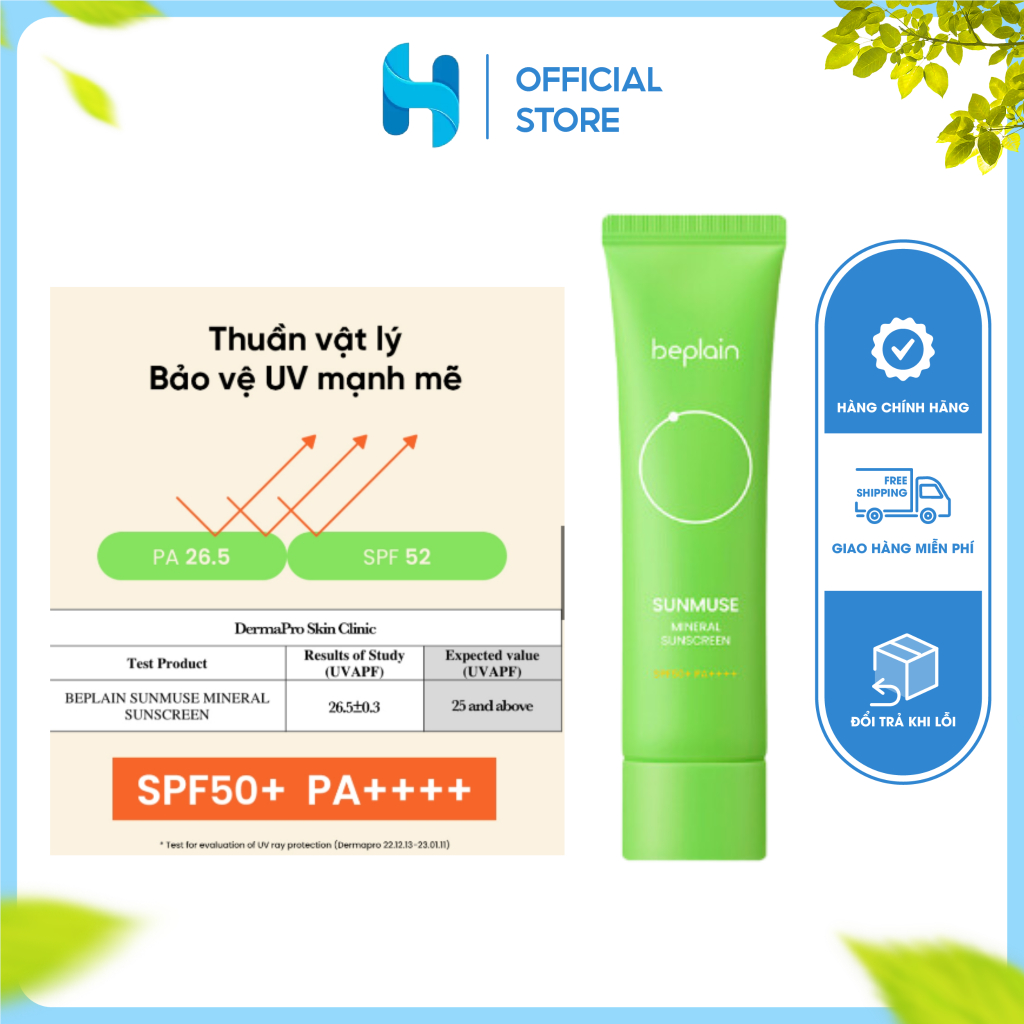 Kem chống nắng beplain Sunmuse Vật Lý Nâng Tone nhẹ nhàng SPF 50+ PA ...