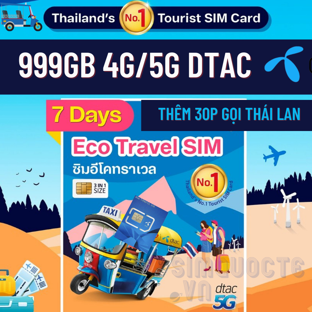 [MUA TỪ 2 GIẢM 5%] SIM DU LỊCH THÁI LAN INTERNET TỐC ĐỘ CAO 7 NGÀY / 30 NGÀY MẠNG DTAC | Shopee ...