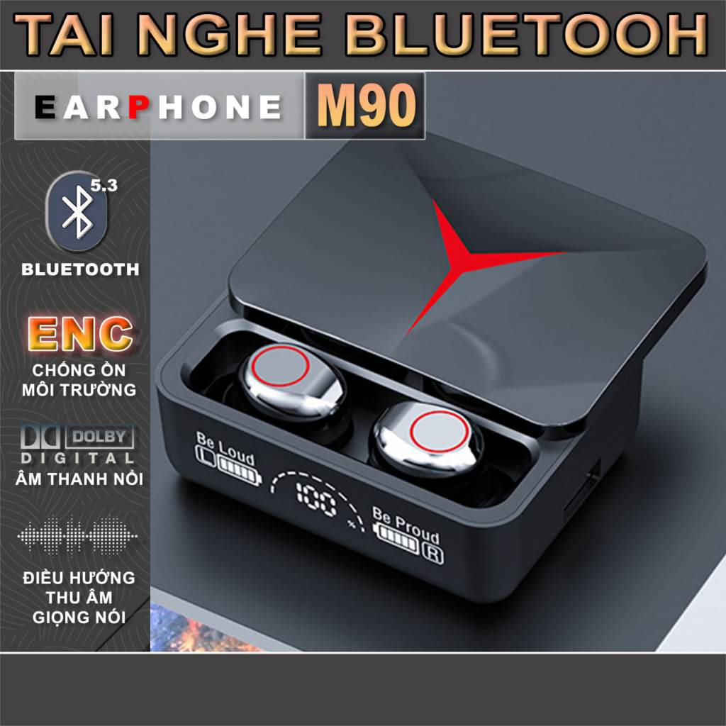 Tai Nghe Bluetooth, M90 PRO V5.3, ENS, TWS, Bluetooth 5.3, Âm Thanh Vòm ...