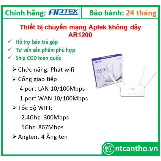 Thiết bị chuyển mạng không dây AR1200 hiệu Aptek | Shopee Việt Nam