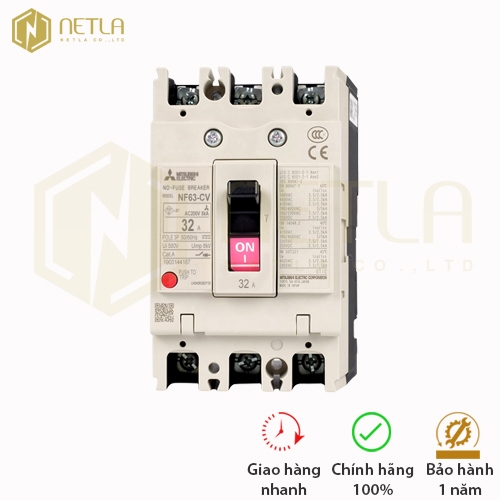 MITSUBISHI MCCB Aptomat Cầu dao điện dạng khối 3P 5kA NF63-CV 6A 10A 16A 20A 25A 32A 40A 50A 63A ...