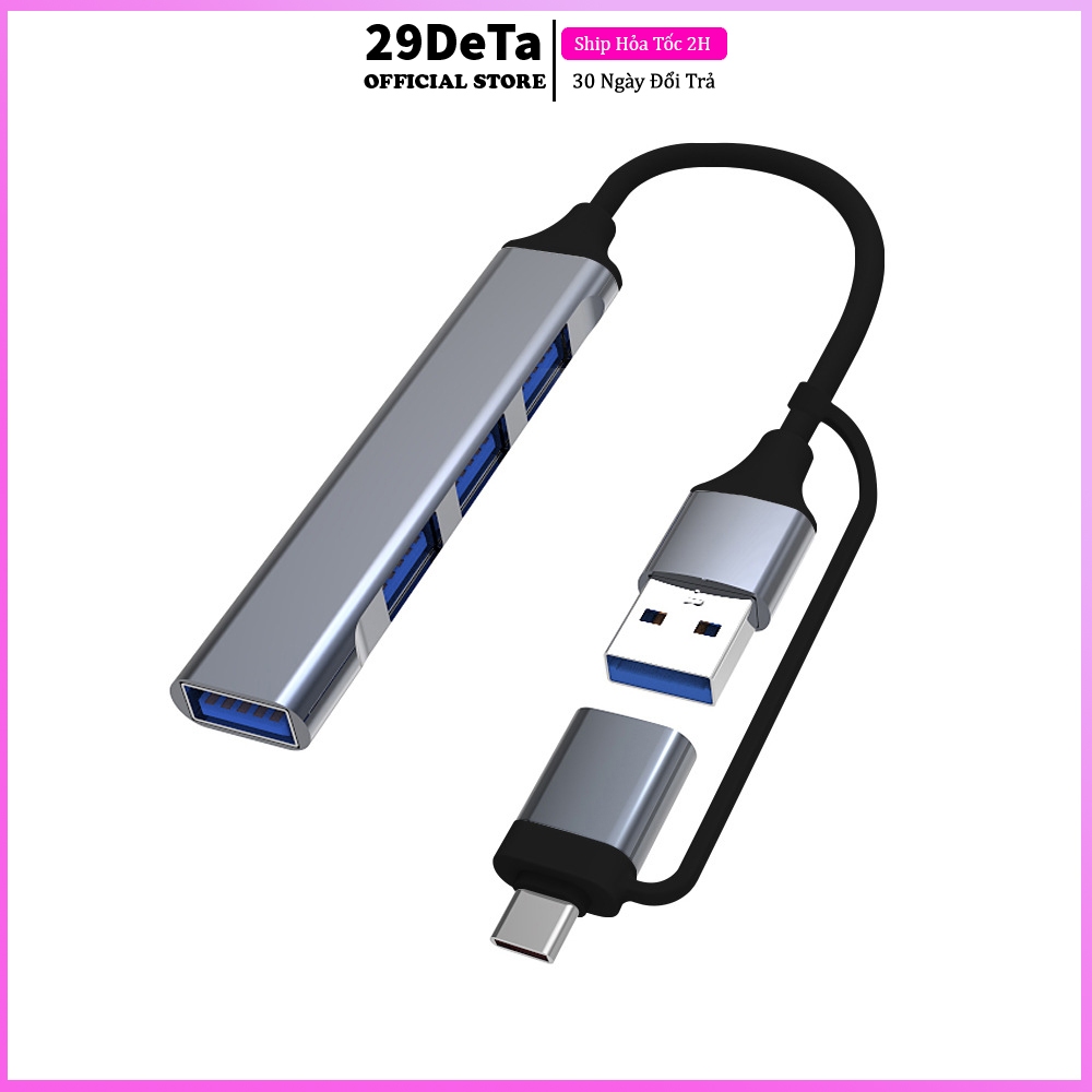 Bộ chia HUB Type C và HUB USB 3.0 tốc độ cao 29Date cổng chia usb mở rộng kết nối chuyển đổi cho ...