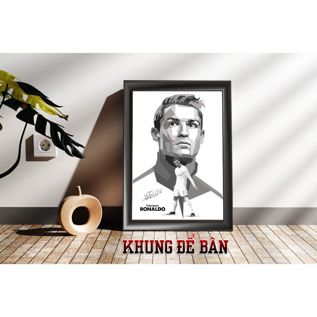 Khung ảnh poster Ronaldo - CR7 màu trắng đen gồm 2 kích thước để bàn A5 ...