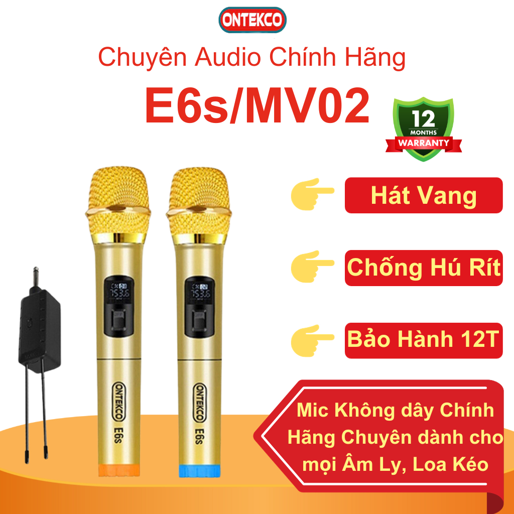 Bộ micro không dây đa năng ONTEKCO MV02/ E6/ E6s dùng cho tất cả các ...