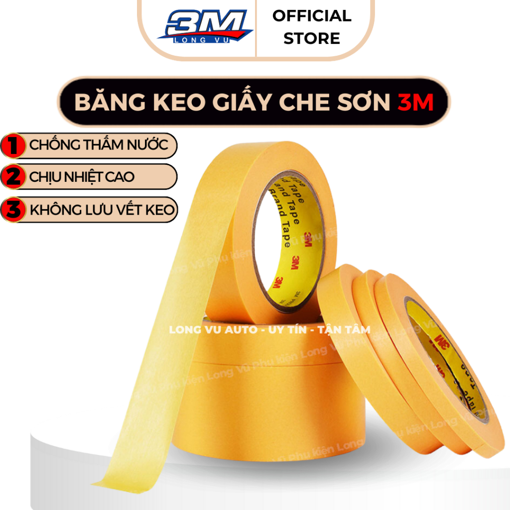 Băng keo giấy che sơn 3M 243J Masking Tape băng keo giấy che sơn cao cấp - 3M Long Vu | Shopee ...