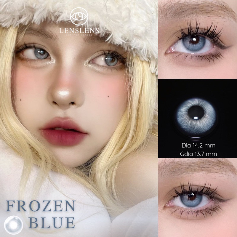 Lens Mắt Kính Áp Tròng Xanh Dương Hoạ Tiết Băng Frozen Blue | Shopee ...
