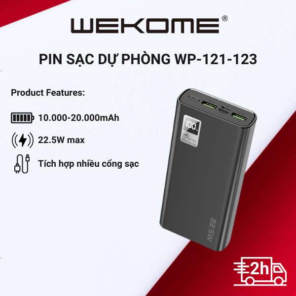 Pin sạc nhanh, dự phòng 22.5W max, pin con voi màn hình LED WEKOME 121 ...